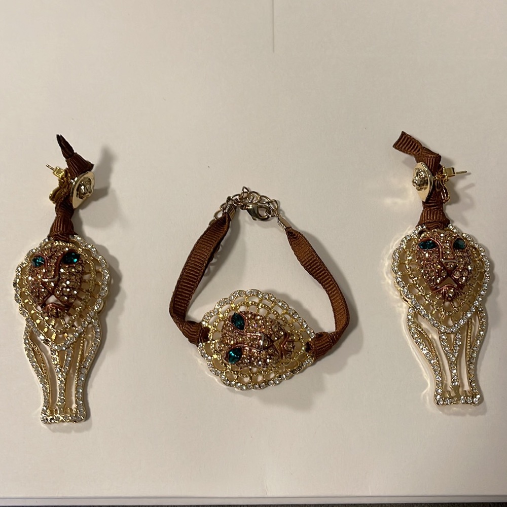 Luxury Famous Designer Zoughaib Lion Head Crystal Ear… - Gem